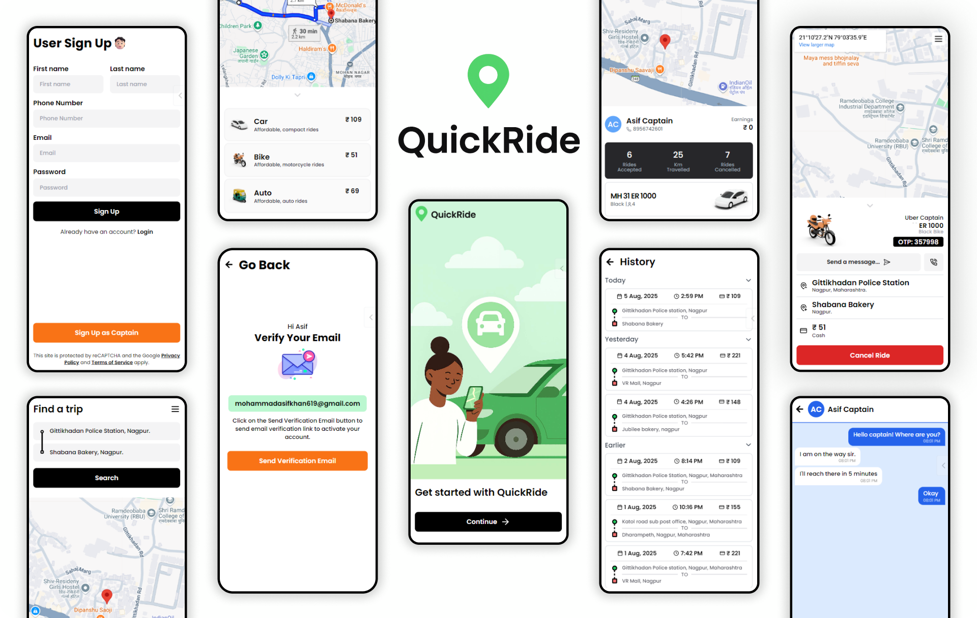 QuickRide - Full Stack Ride Booking App based on MERN Stack